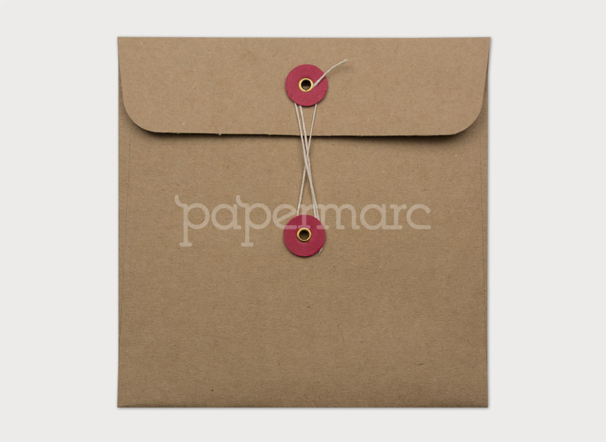 Brown Kraft String and Button 150mm Square Envelope, Square Envelopes ...
