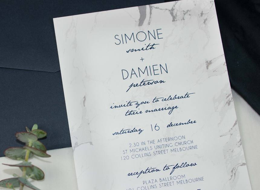 Marble Wedding Invitation | Papermarc Melbourne, Australia