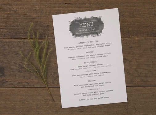 Menus and Stationery | Papermarc Melbourne Australia