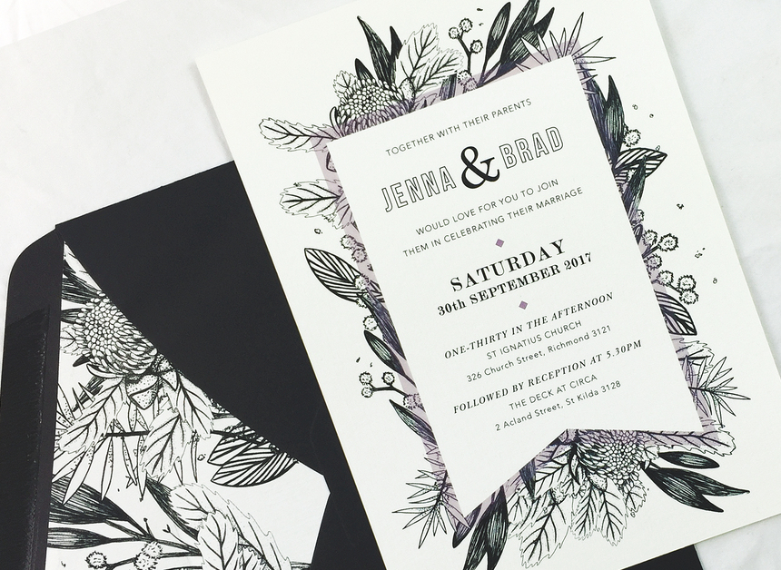Australiana Native Floral Illustration Wedding Invitation | Papermarc ...