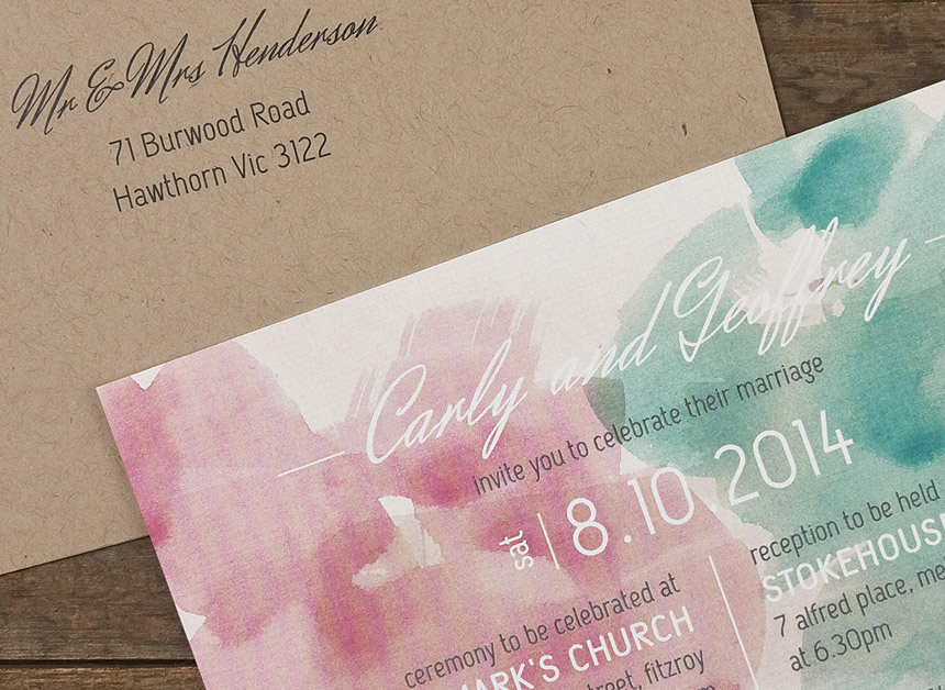 Monet Watercolour Wedding Invitation | Papermarc Melbourne, Australia