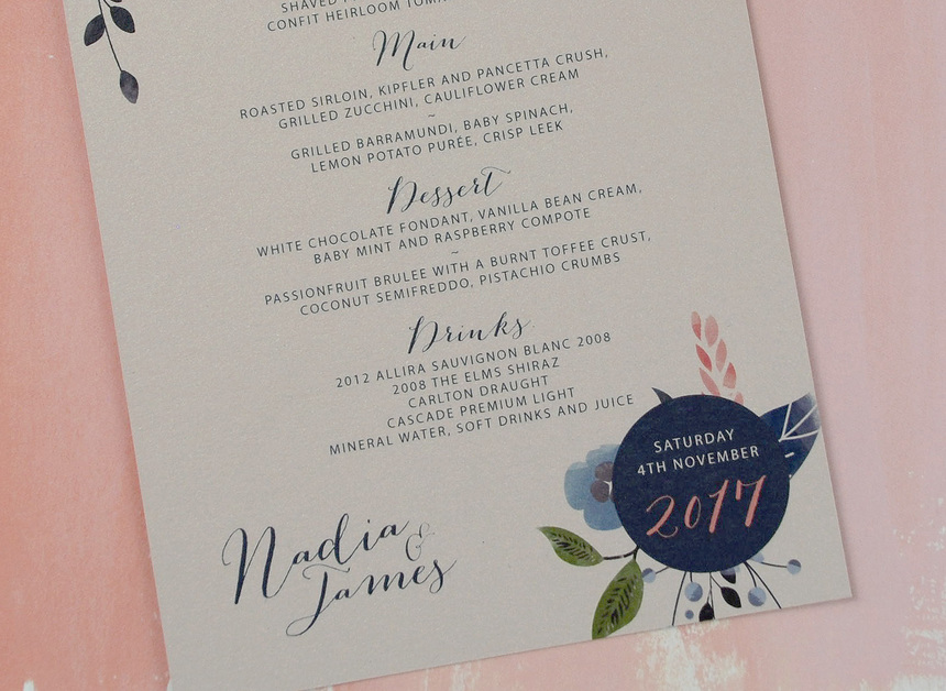 Wildflower Menu Card | Papermarc Melbourne, Australia